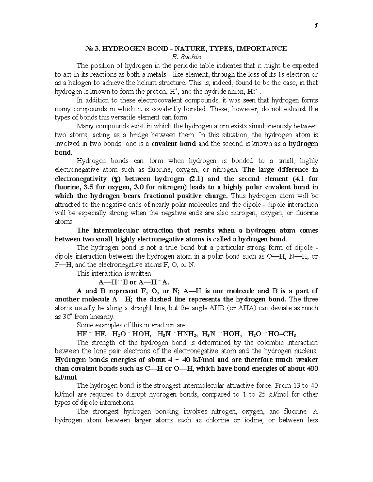 3-Hydrogen-bond - Description is required - Propedeutics of Internal ...