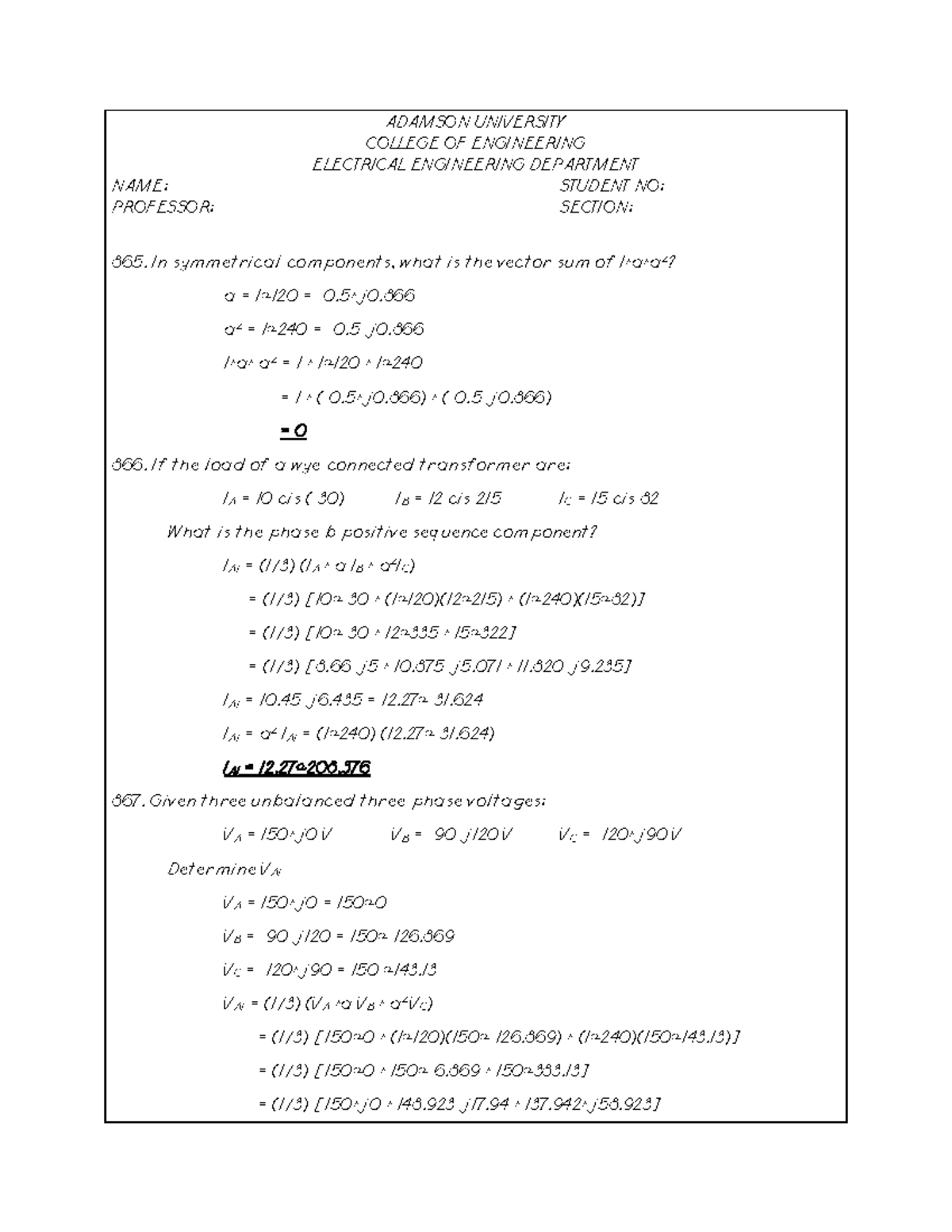 Pdfcoffee - ADAMSON UNIVERSITY COLLEGE OF ENGINEERING ELECTRICAL ENGINEERING DEPARTMENT NAME ...