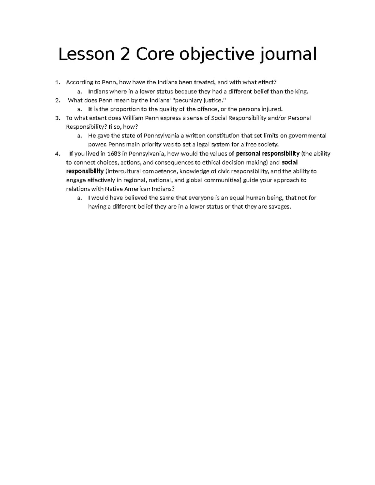 H.lesson 2 COJ - H.lesson 2 COJ - Lesson 2 Core objective journal 1 ...