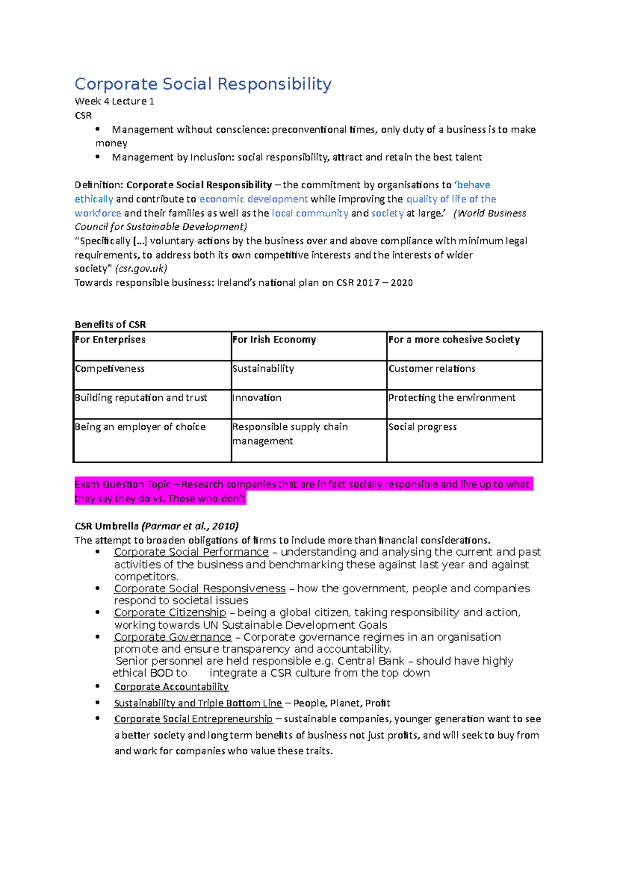 Ent. Wk 4 Corporate Social Responsibility - Corporate Social ...