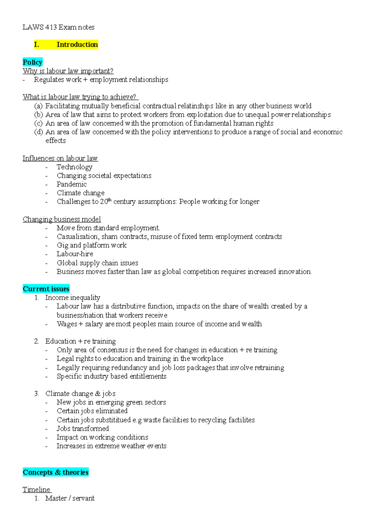 LAWS 413 Summary Notes LAWS 413 Exam Notes I Introduction Policy Why laws-413-summary-notes-laws-413-exam-notes-i-introduction-policy-why