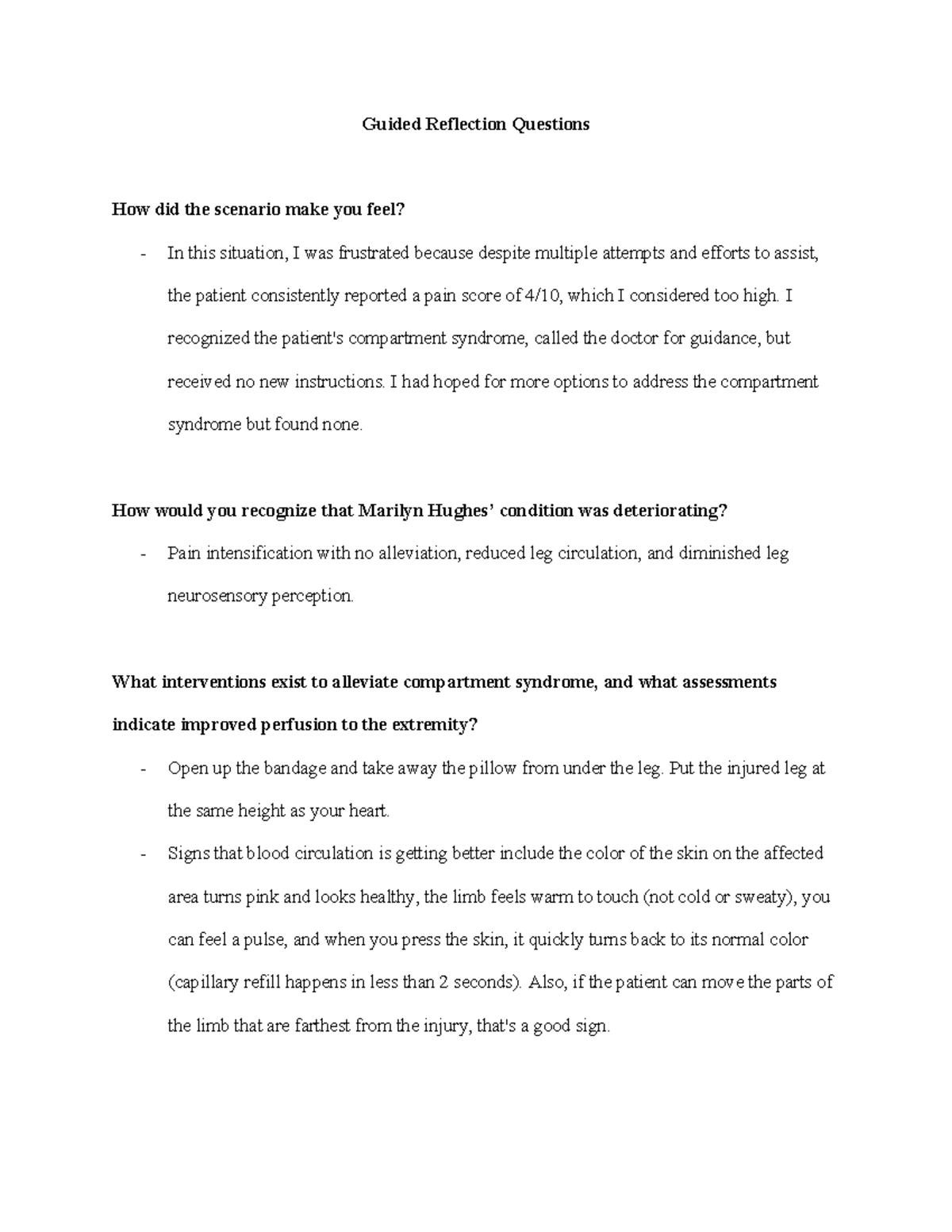 MH Guided Reflection Questions - Guided Reflection Questions How did ...