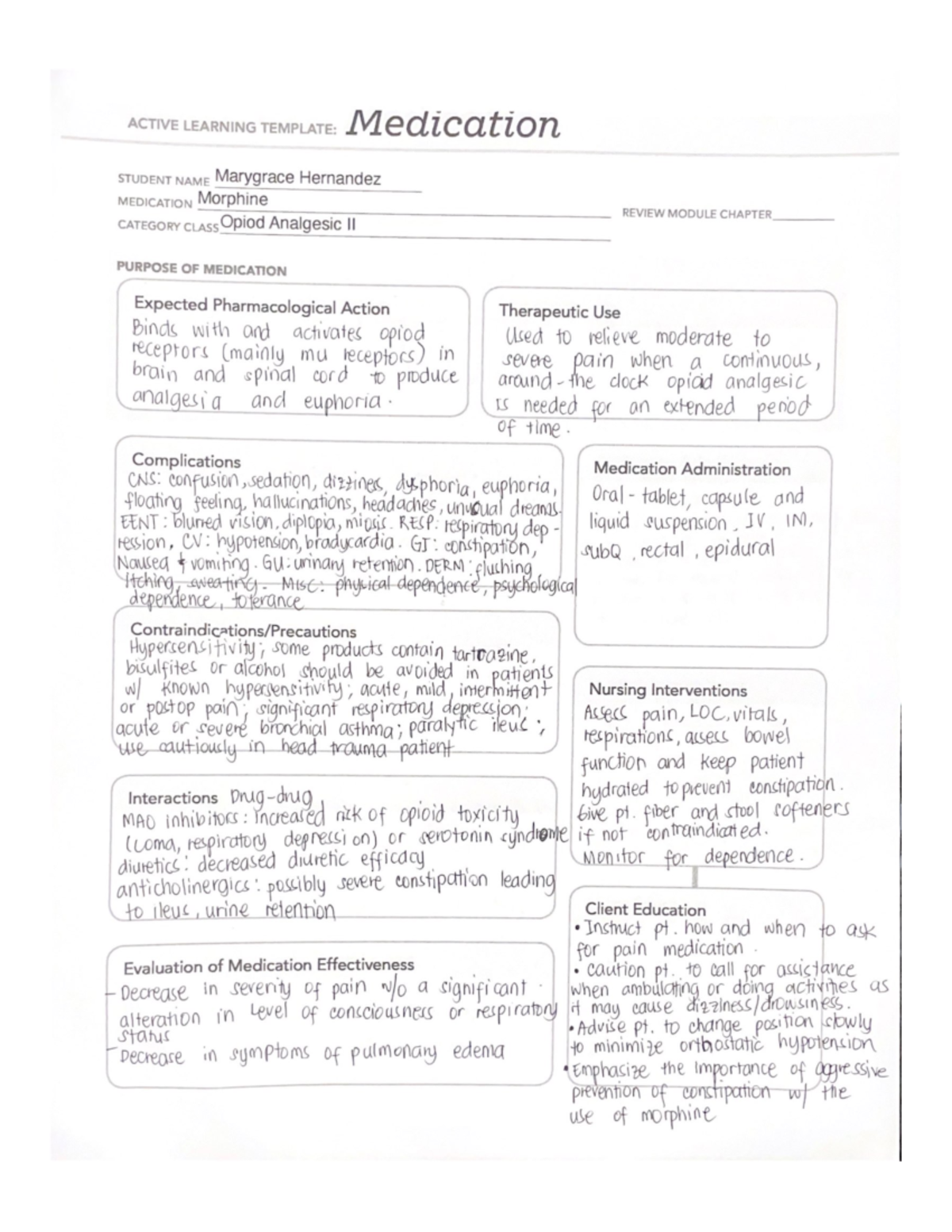 Active Learning Template Medication - NURS 351 - Studocu