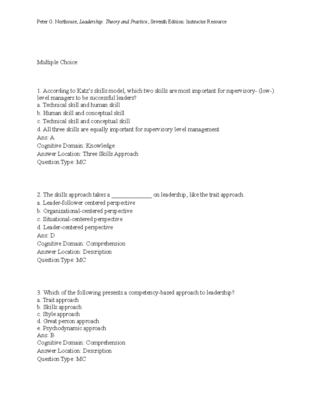 465216134 Test Bank Chapter 3 Skills Approach - Multiple Choice 1 ...