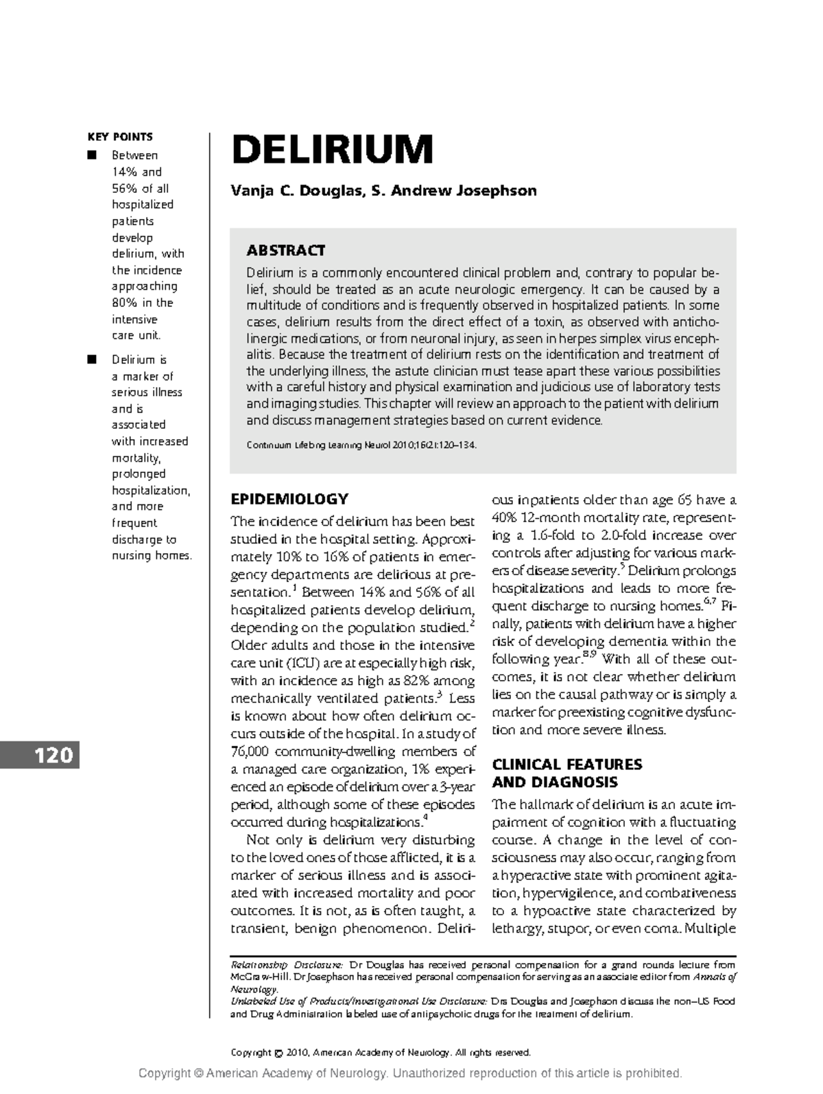 Delirium continuum 2010 - DELIRIUM Vanja C. Douglas, S. Andrew ...