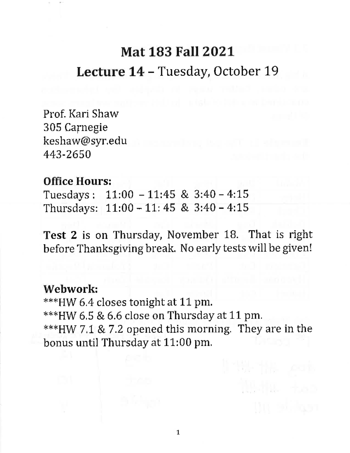 MAT 183 - Lecture 14 - MAT 183 - Studocu
