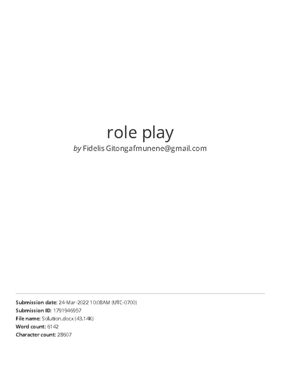 Role play - This is my practice notes. Meant for only practice ...