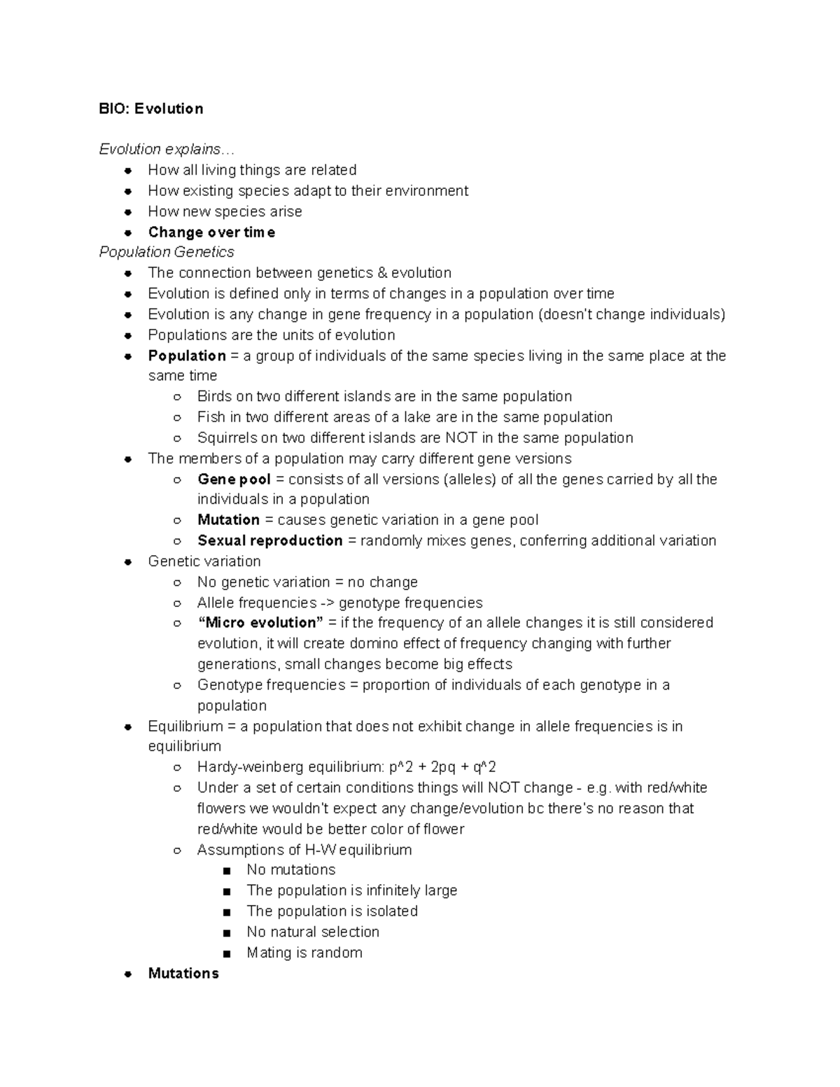 BIO Evolution Notes - BIO: Evolution Evolution explains… How all living ...