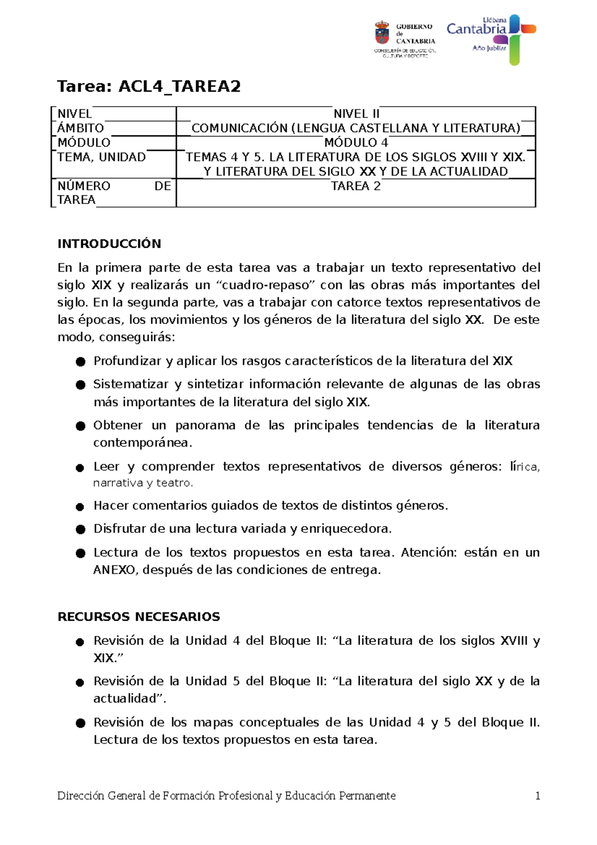 ACL4 Tarea 2 Lengua Española Comentario de texto - Tarea: ACL4_TAREA NIVEL NIVEL II ÁMBITO - Studocu