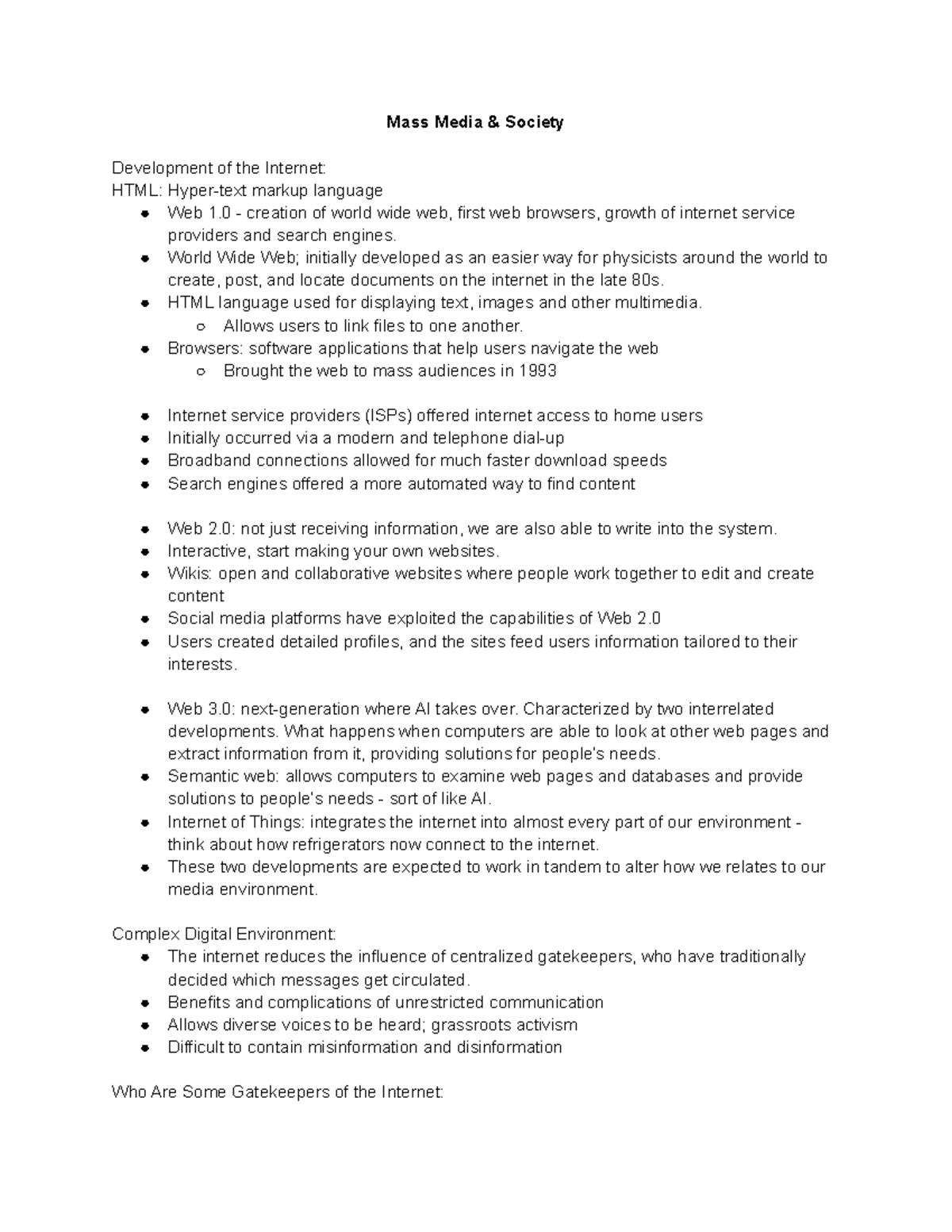 Mass media notes 2 - christina s. - Mass Media & Society Development of ...