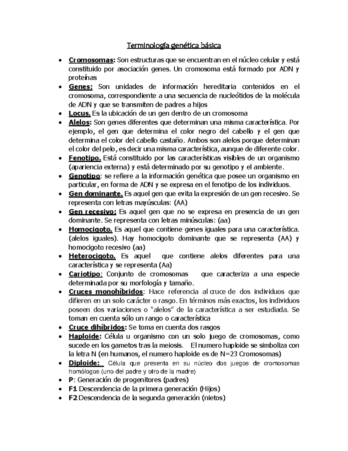 Terminología genética básica - Terminología genética básica ...