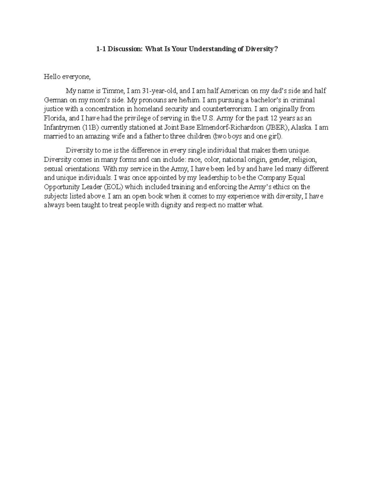 1-1 Discussion - Coursework - 1-1 Discussion: What Is Your ...