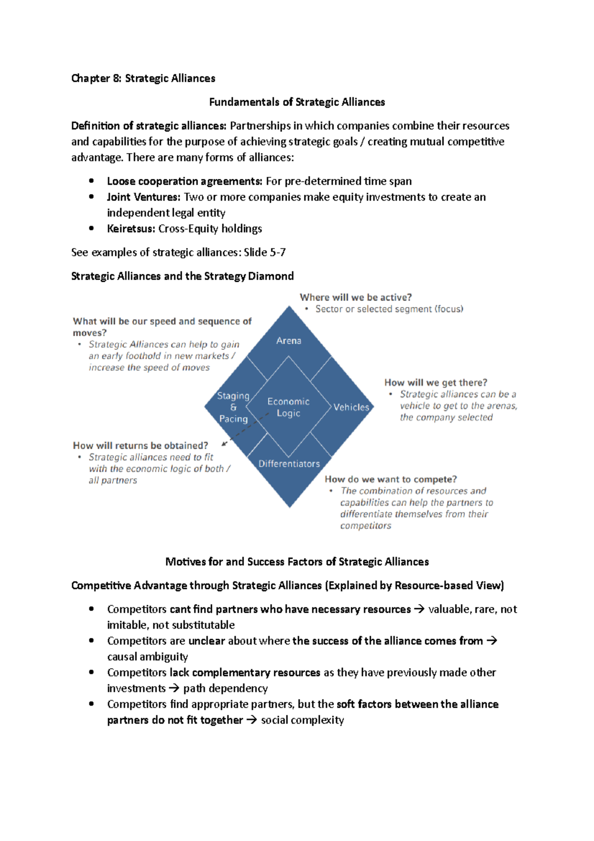 Chapter 8 - Strategic Management Zusammenfassung - Chapter 8: Strategic ...