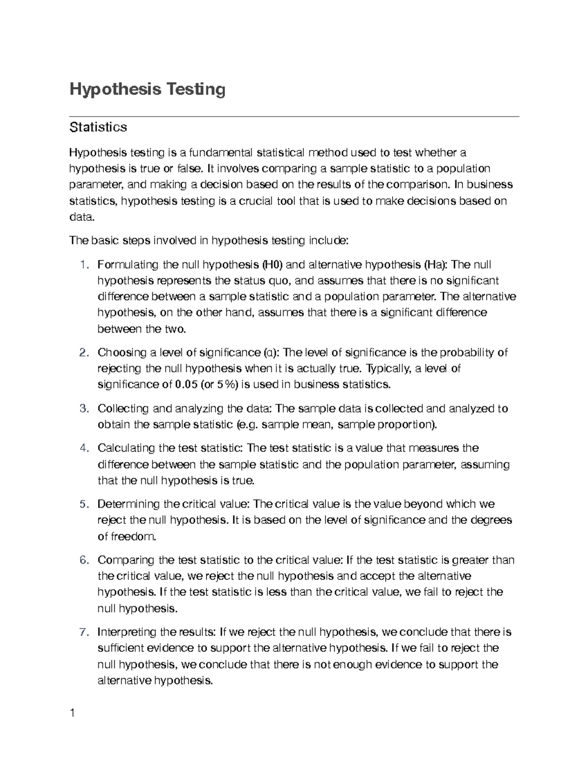 Hypothesis Testing - Hypothesis Testing Statistics Hypothesis testing ...