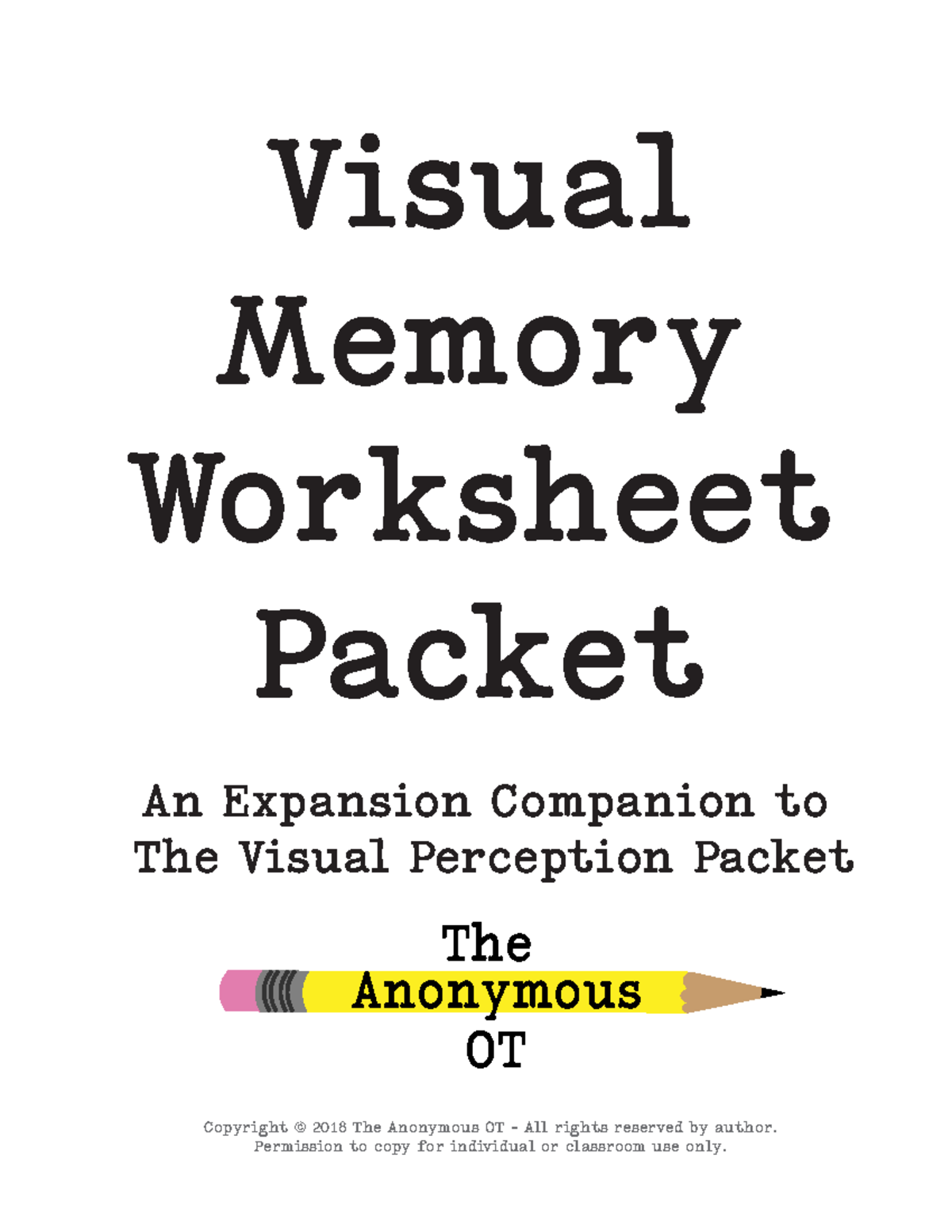 The Visual Memory Worksheet Packet - Visual Memory Worksheet Packet The OT Anonymous An ...