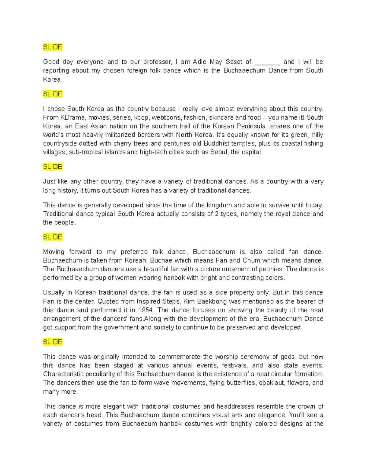 PE Report - Lecture notes 1 - SLIDE Good day everyone and to our ...