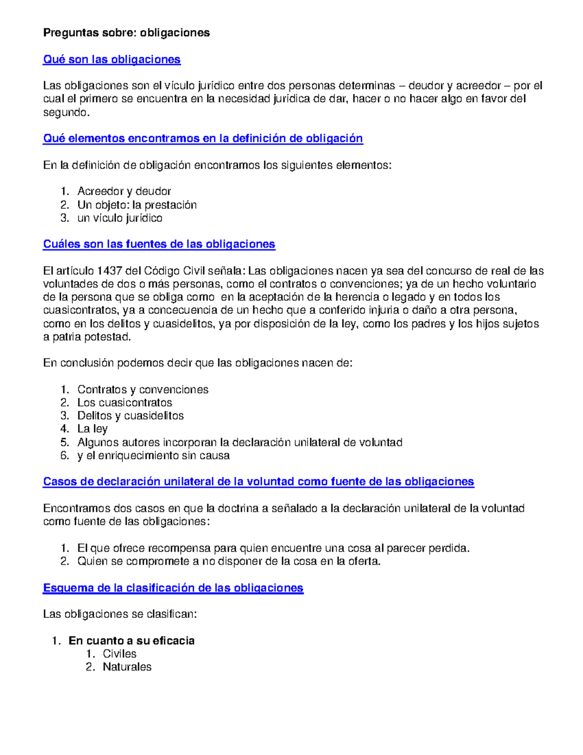 Preguntas grado obligacion - Preguntas sobre: obligaciones Qué son las ...