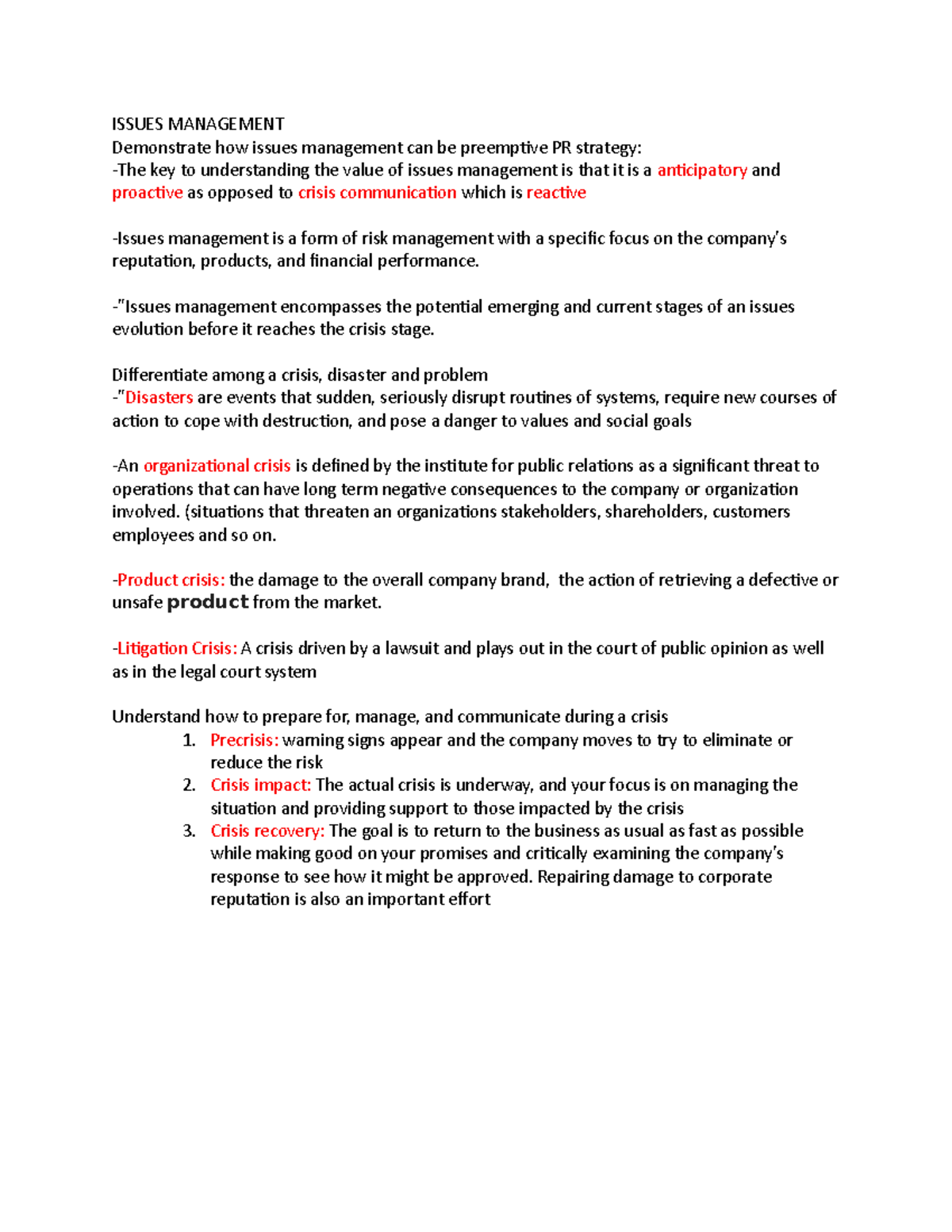 Issues Management - ISSUES MANAGEMENT Demonstrate how issues management ...