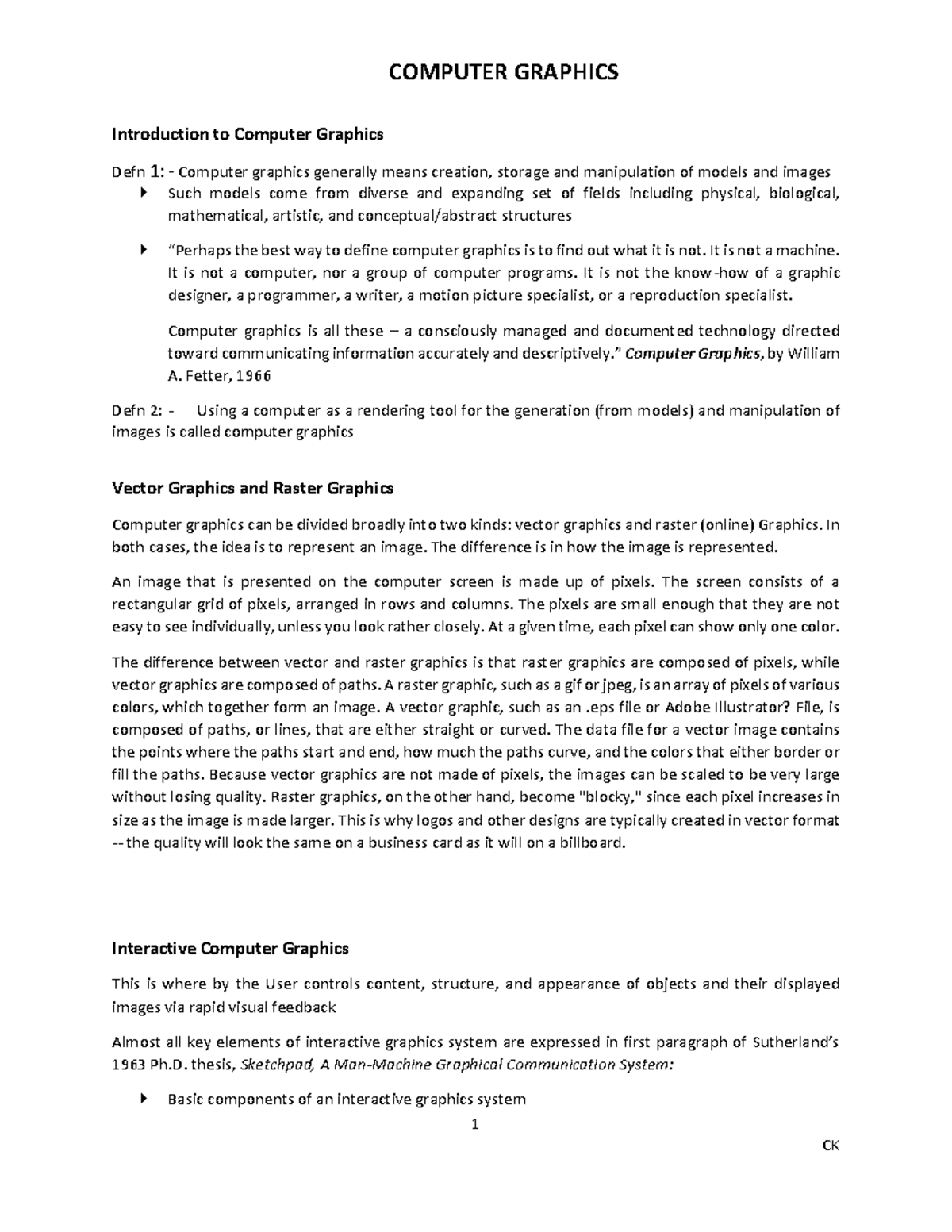 Part 1 - Introduction to Computer Graphics - ####### 1 Introduction to ...