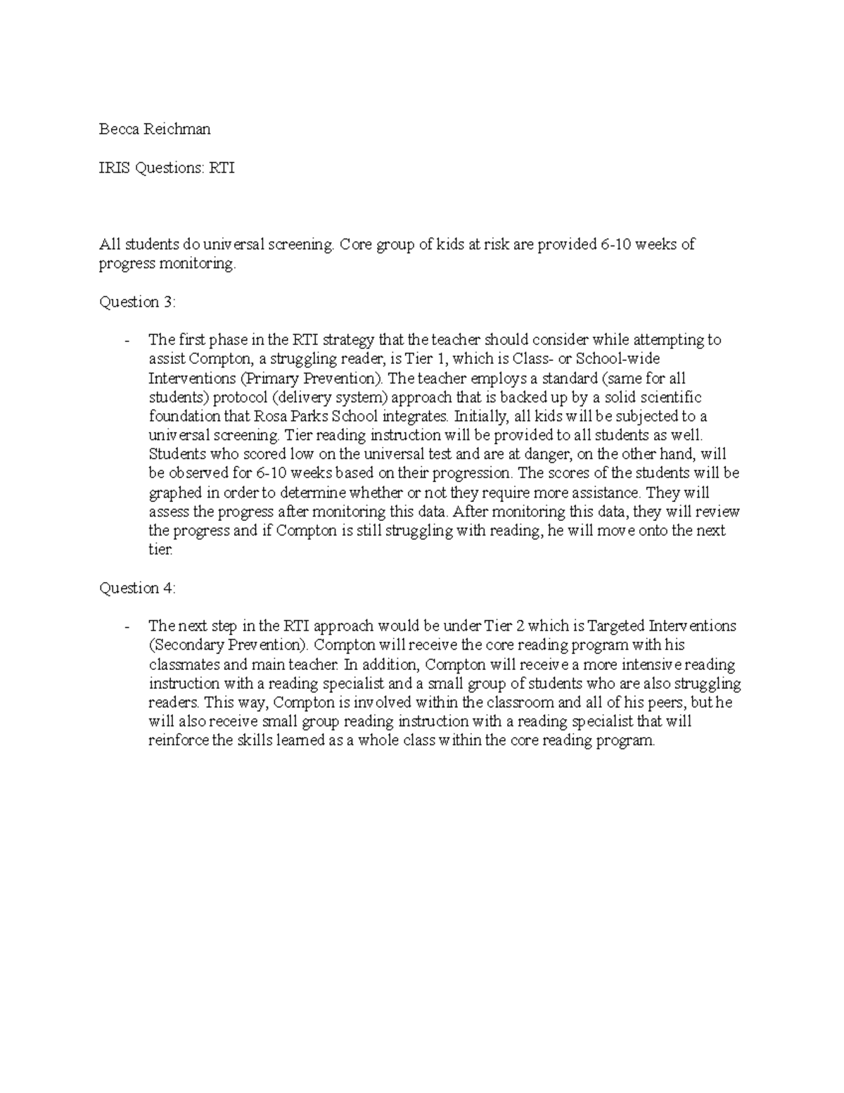 IRIS Questions- RTI - Becca Reichman IRIS Questions: RTI All students ...