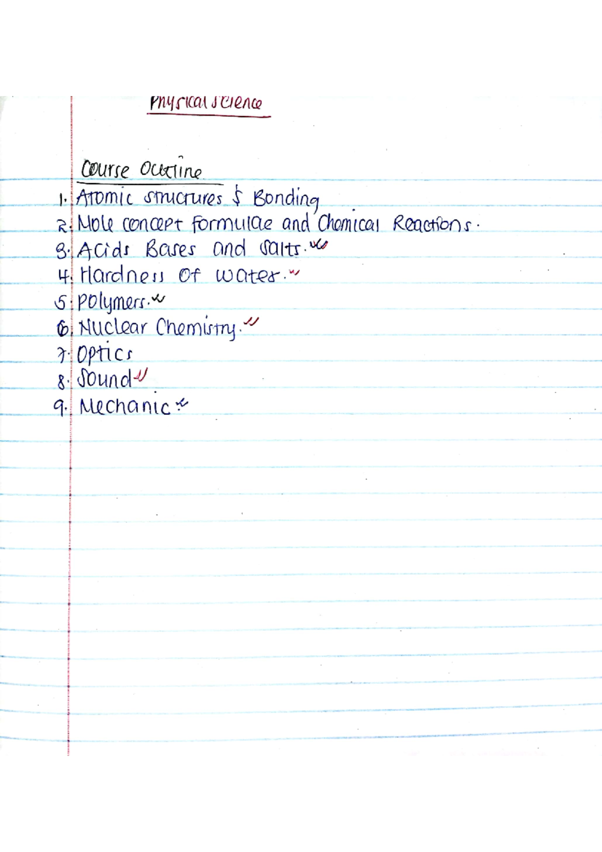 Physical Science - Module I - Physical science course outline 1. Atomic ...