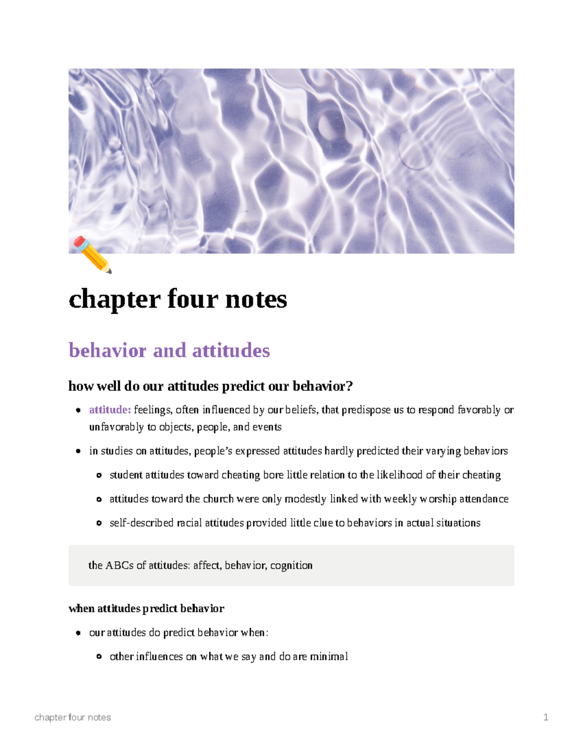 Ch 4 - Behaviors and Attitudes - chapter four notes behavior and ...