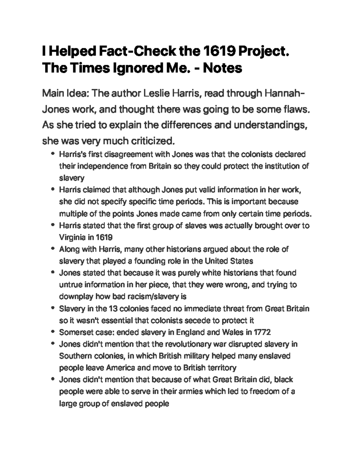 I Helped Fact-Check the 1619 Project. The Times Ignored Me. - Notes - I ...