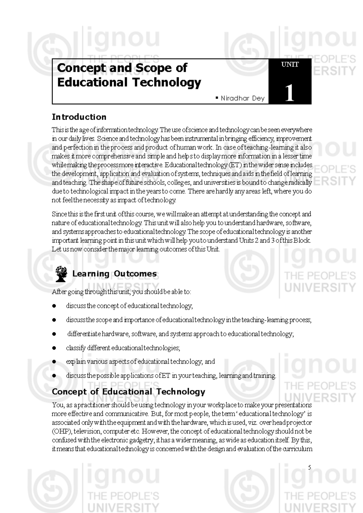 Concept and Scope of Educational Technology - Niradhar Dey UNIT 1 ...