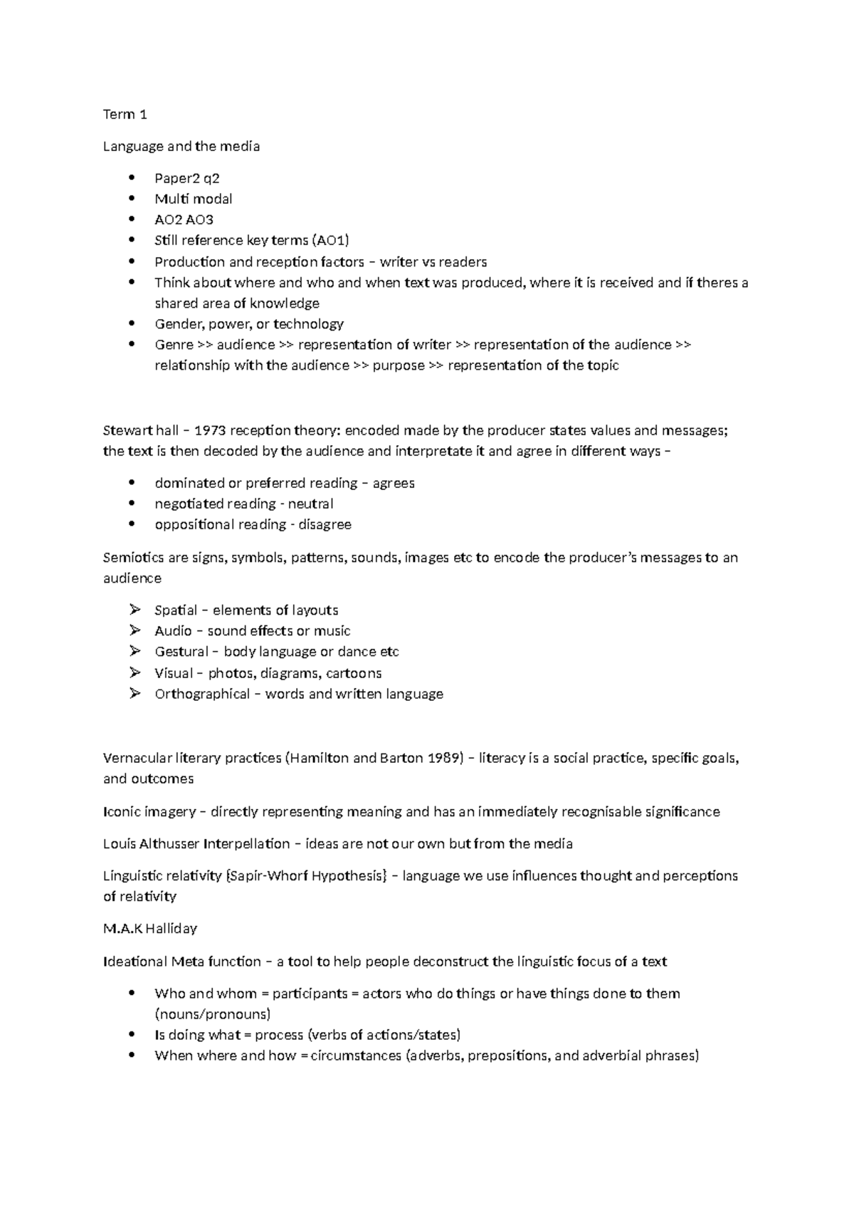 english language abd the media - Term 1 Language and the media Paper2 q ...