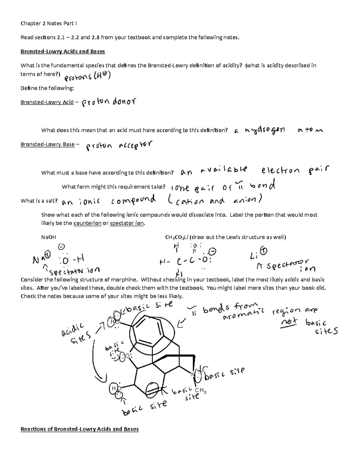 Organic Chemistry Chapter 2 Part 1 Notes - Chapter 2 Notes Part I Read ...