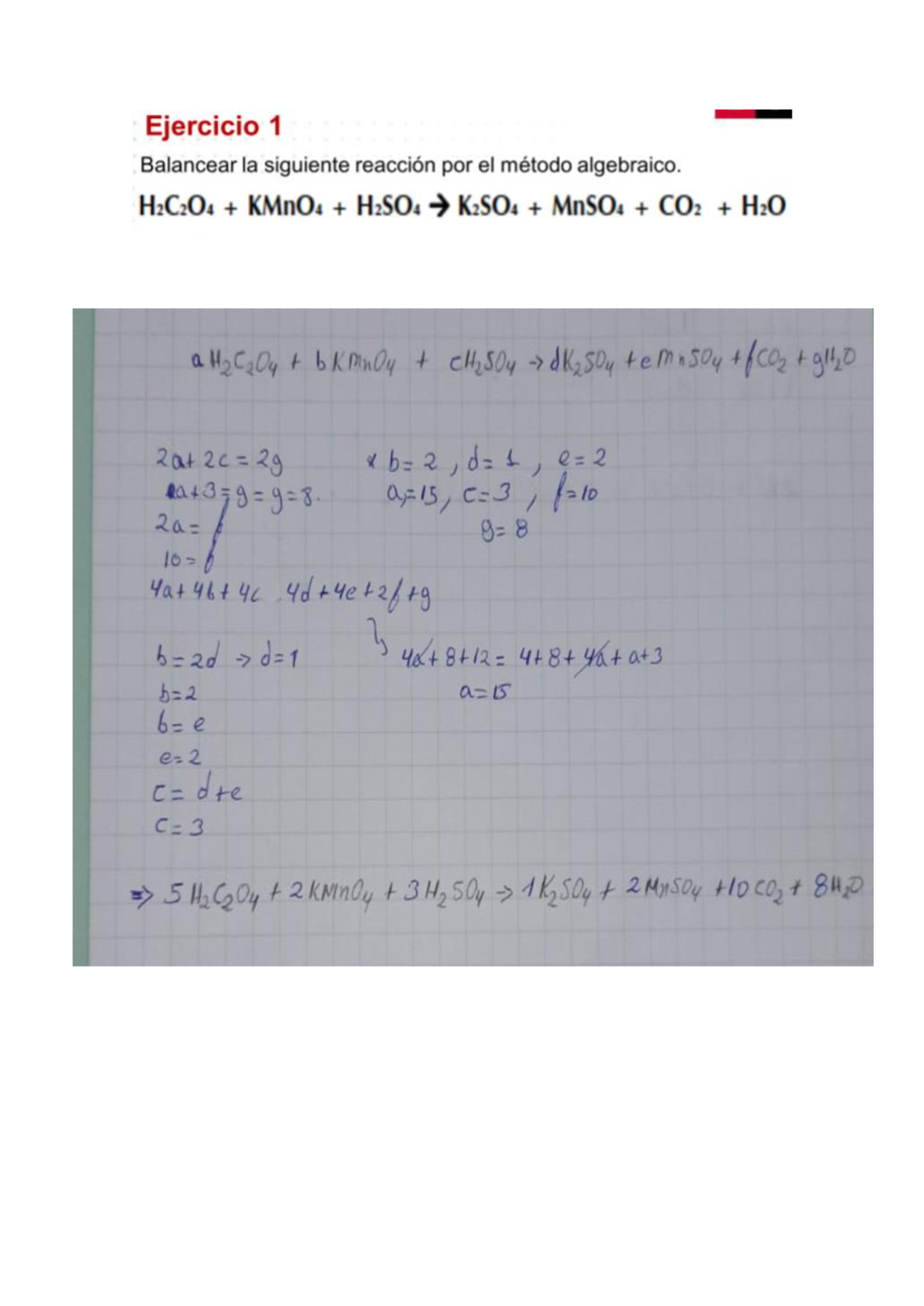 Semana 12 quimica - Balancear la siguiente reacción por el método ...
