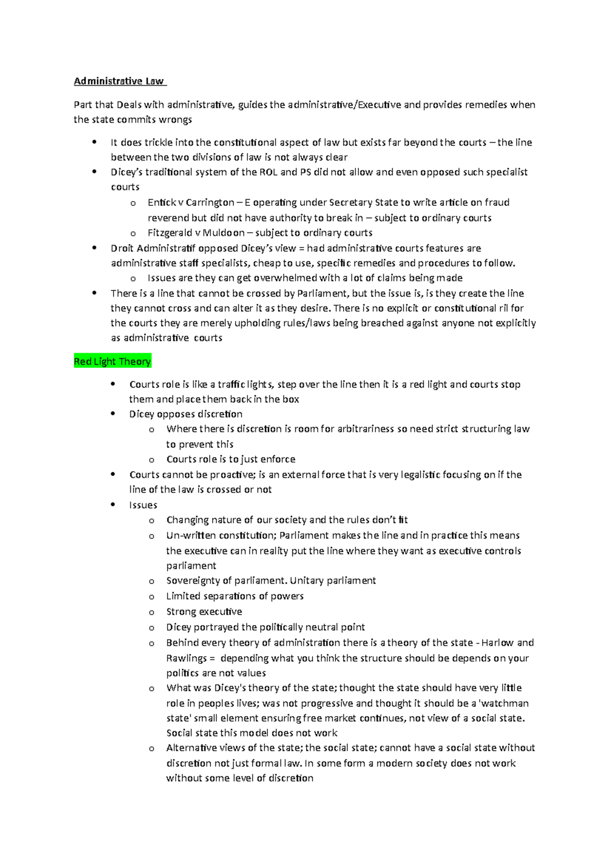 Administrative Law notes - Administrative Law Part that Deals with ...