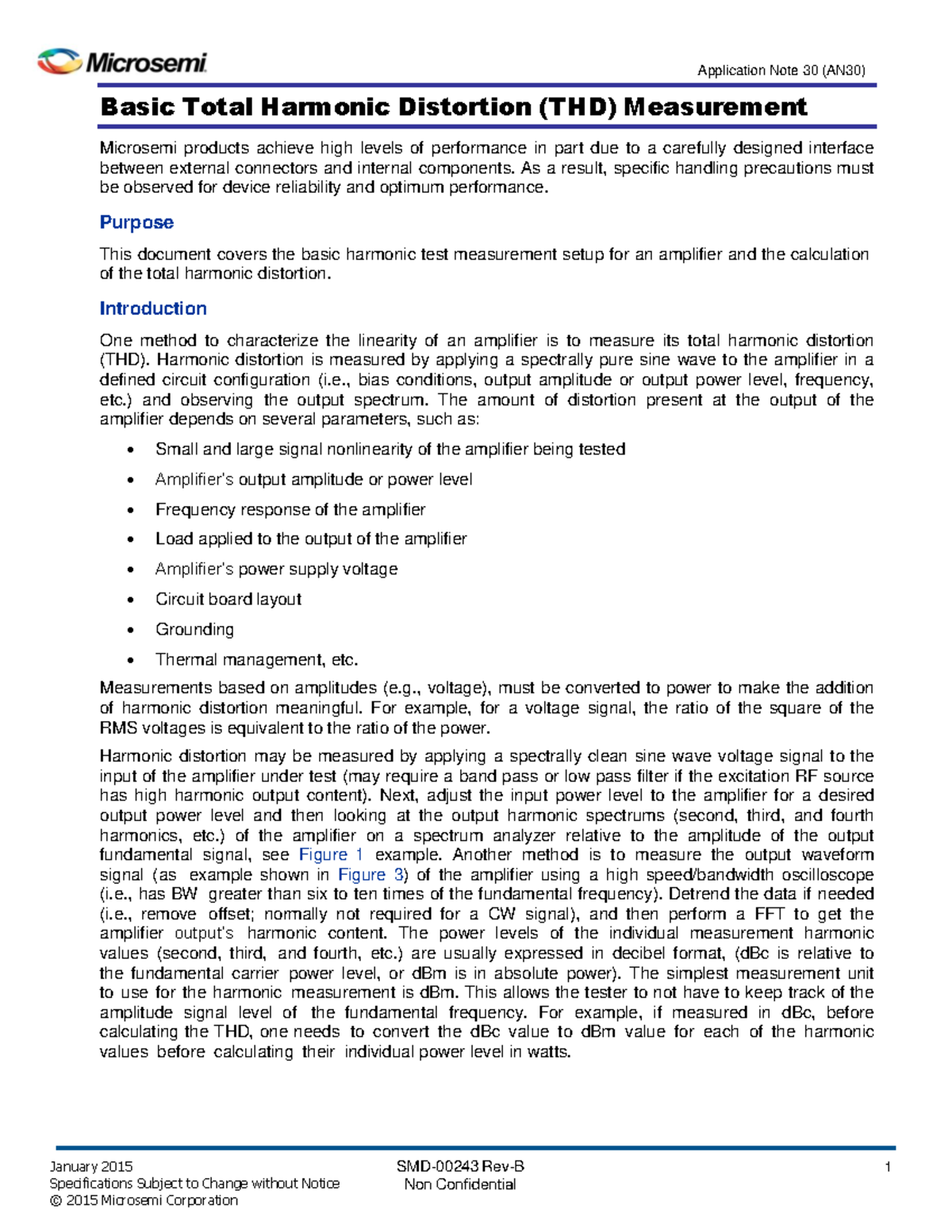 AN30 THD Meas - SMD- 00243 Rev-B Non Confidential January 2015 Specifications Subject to Change ...