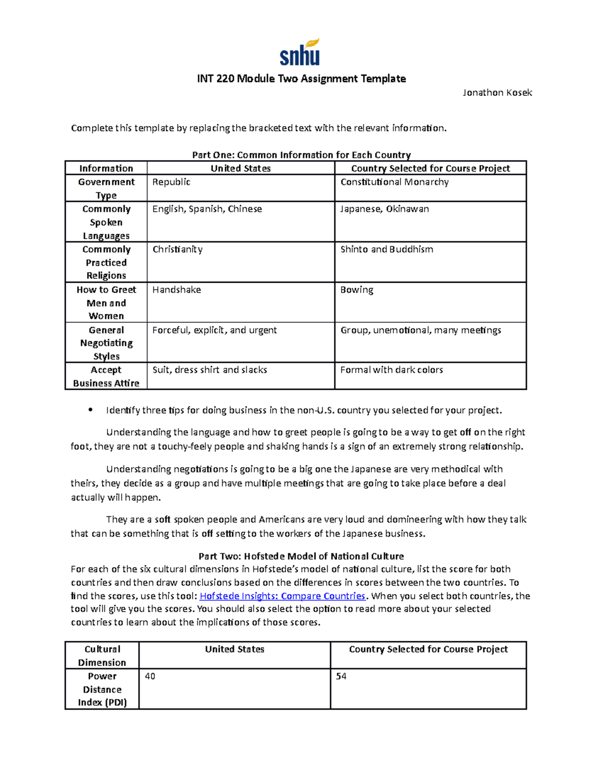 Jonathon Kosek INT 220 Module Two Assignment - INT 220 Module Two Assignment Template Jonathon ...