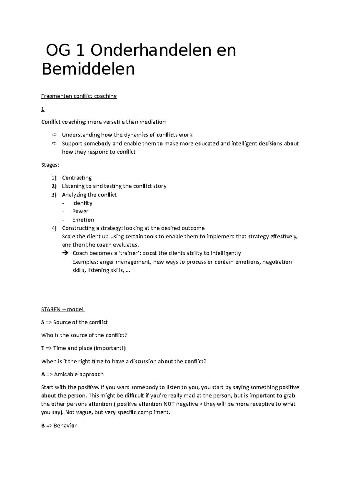 OG 1 Onderhandelen en Bemiddelen - OG 1 Onderhandelen en Bemiddelen ...