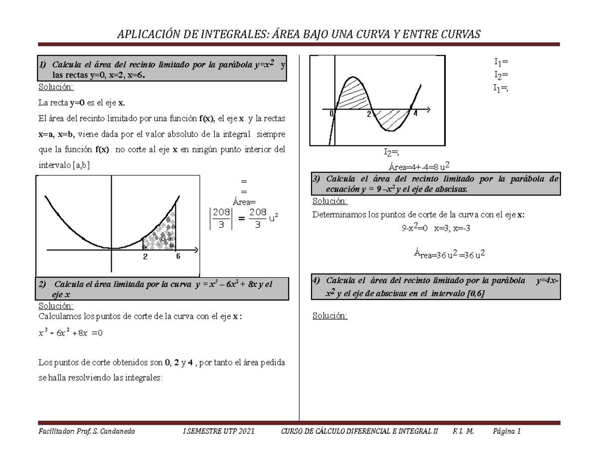 Aplicación DE LA Integral ÁREA BAJO UNA Curva Y Entre Curvas - 1 ...