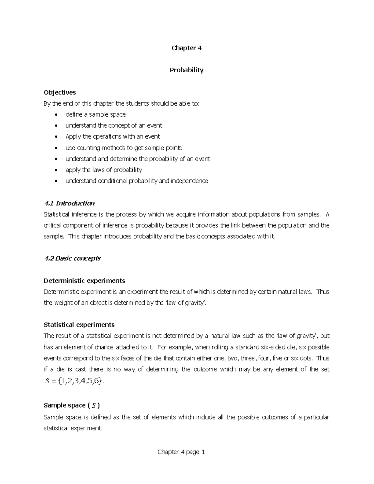 5. Chapter 4 - probability - Chapter 4 Probability Objectives By the ...