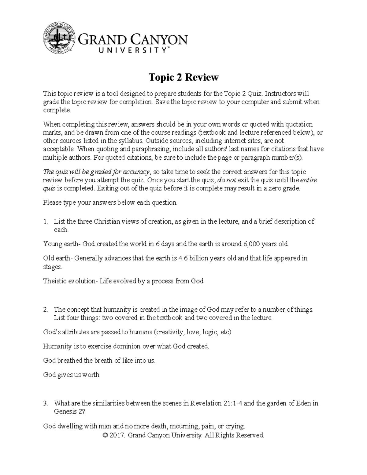 T2Review - Topic 2 review - Topic 2 Review This topic review is a tool ...