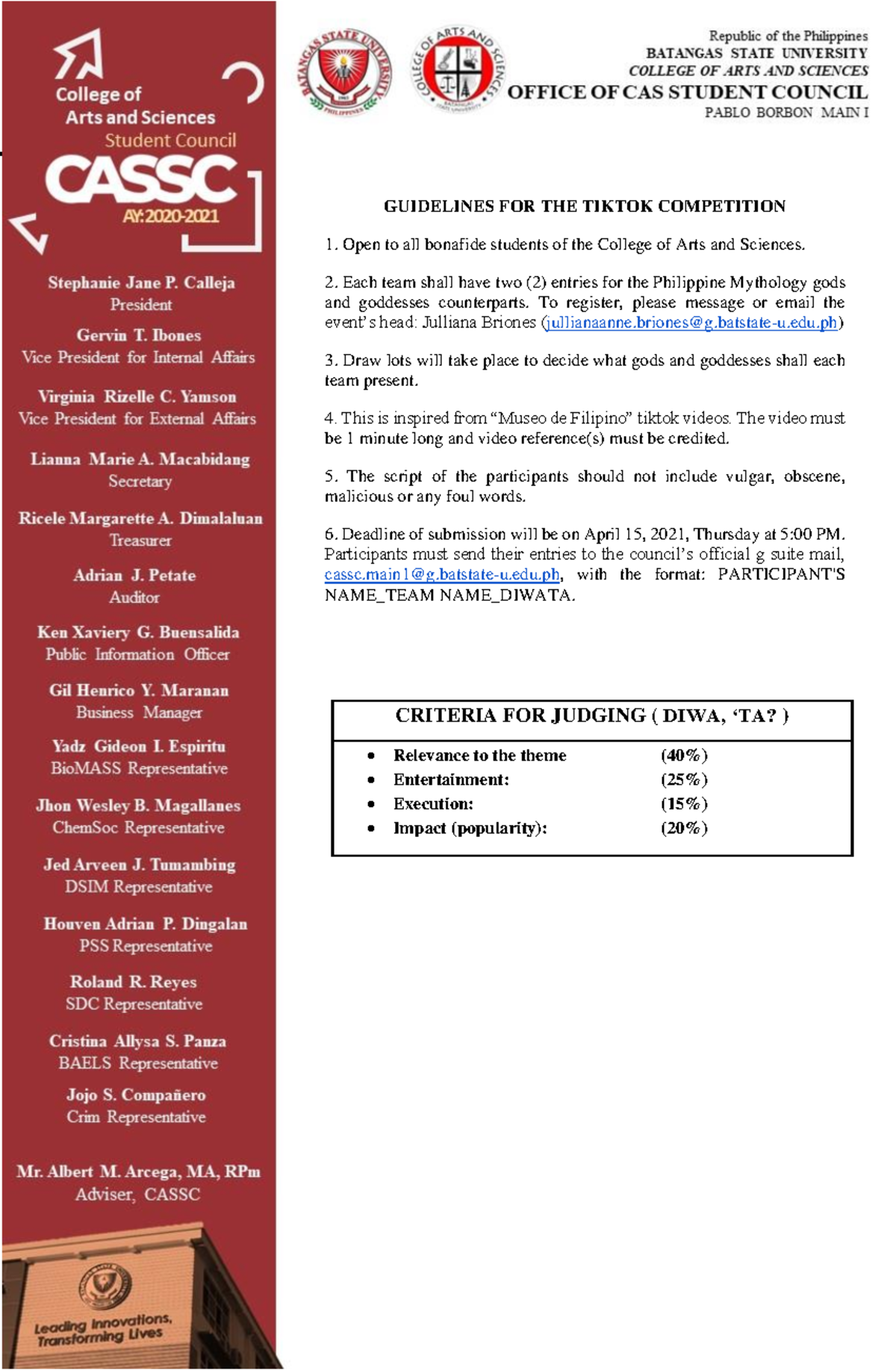 Haraya Cassc Guidelines 1 - B A T A N G A S S T A T E U N I V E R S I T ...
