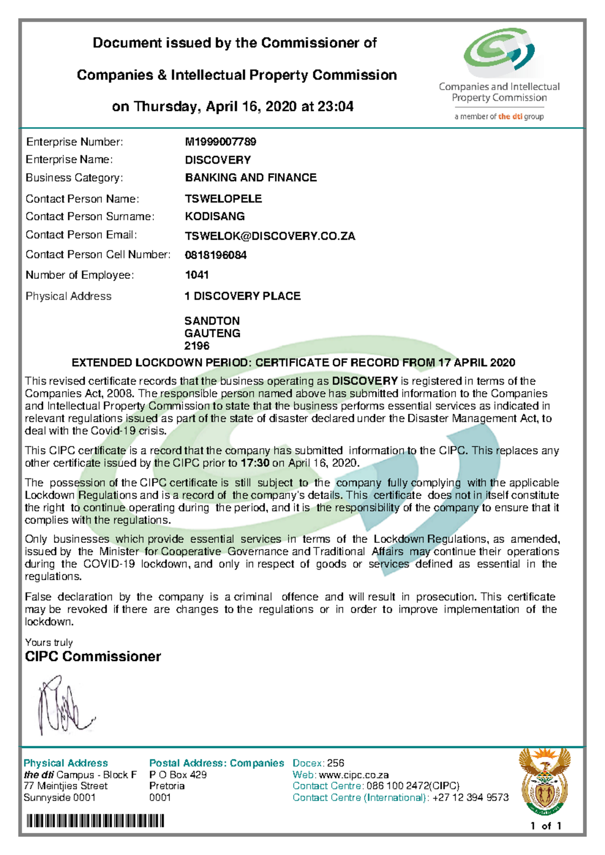 Travel Certificate - Enterprise Number: Enterprise Name: Yours truly ...