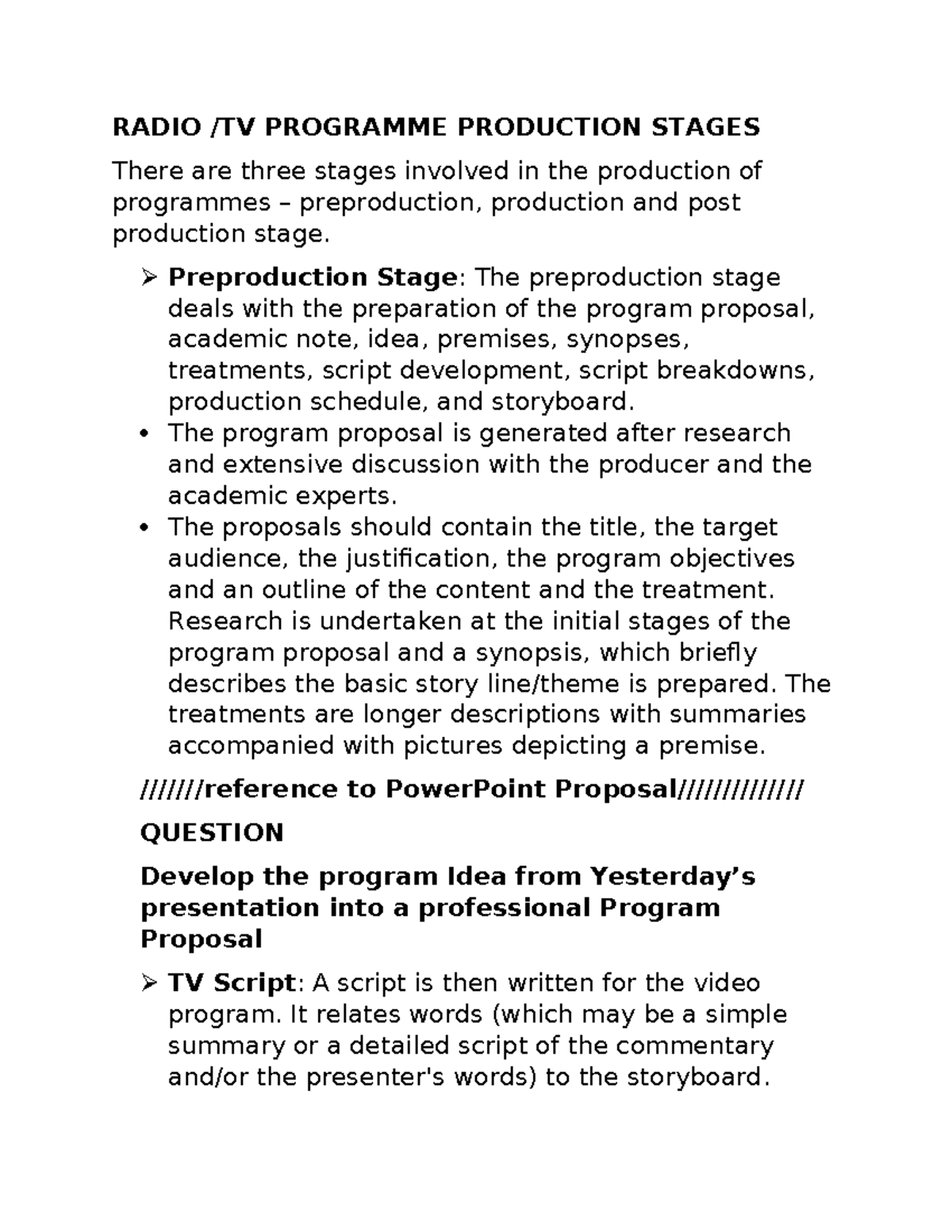 Day 4 - Important notes on programming - RADIO /TV PROGRAMME PRODUCTION ...