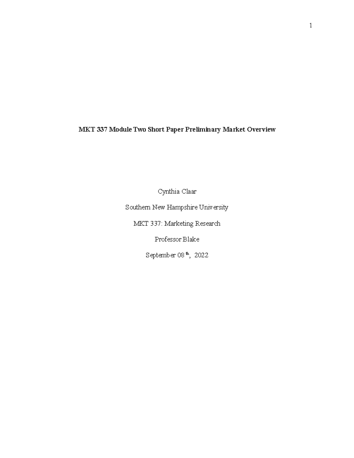 MKT 337 Short Paper Template - MKT 337 Module Two Short Paper ...