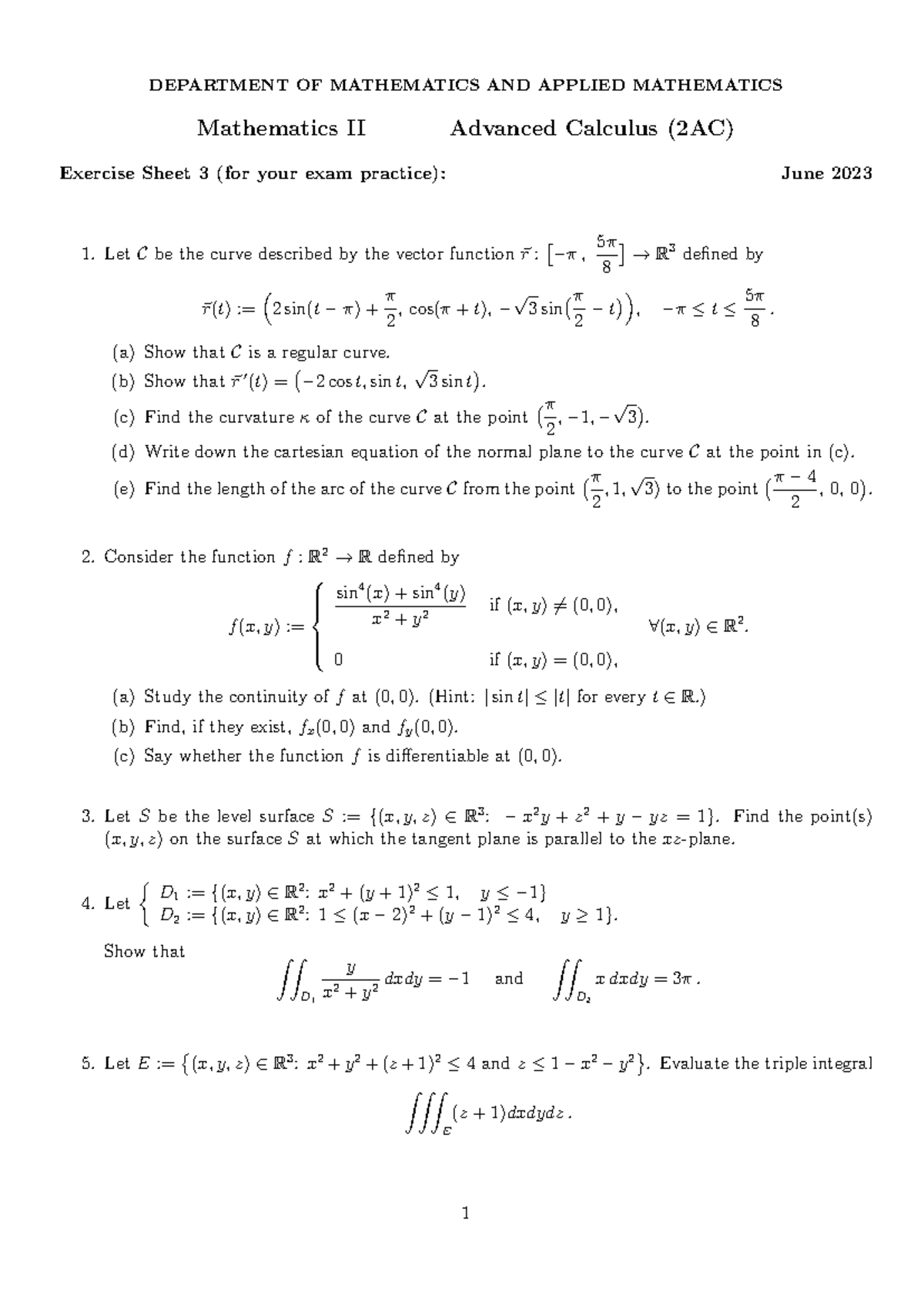 Exercise sheet 2023-03 - DEPARTMENT OF MATHEMATICS AND APPLIED ...