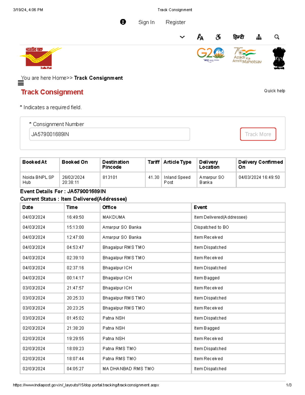 Track Consignment - 3/19/24, 4:06 PM Track Consignment - Studocu