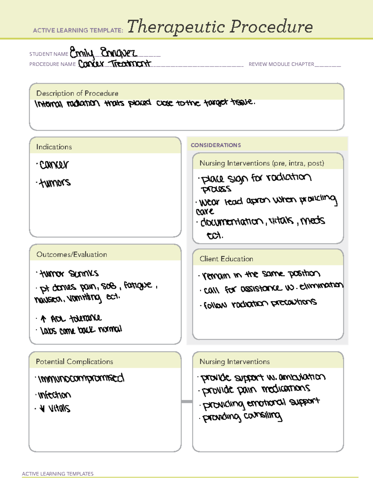Cancer Treatment - ACTIVE LEARNING TEMPLATES Therapeutic Procedure ...