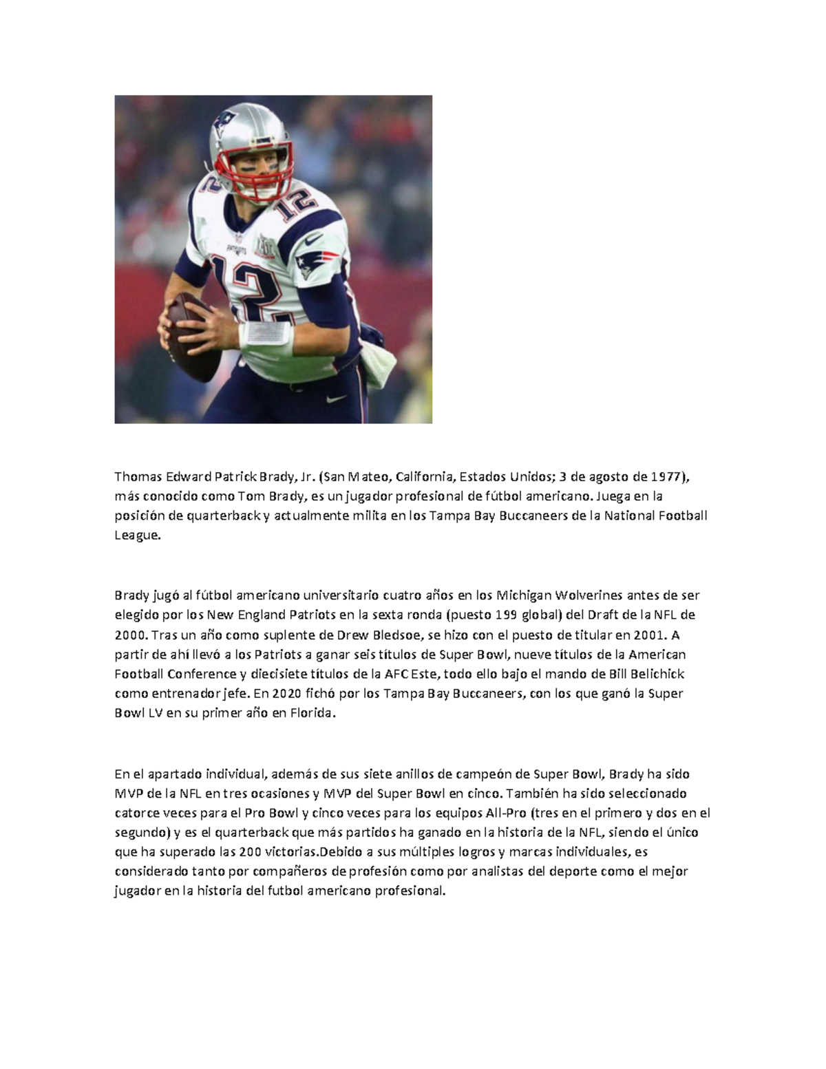 Bibiografia tomb brady - Thomas Edward Patrick Brady, Jr. (San Mateo, California, Estados Unidos ...