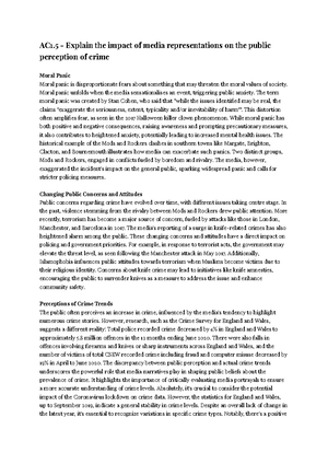 Wjec Criminology Unit 1 AC 1.1 - Moral Crime paragraph - Unit 1 ...