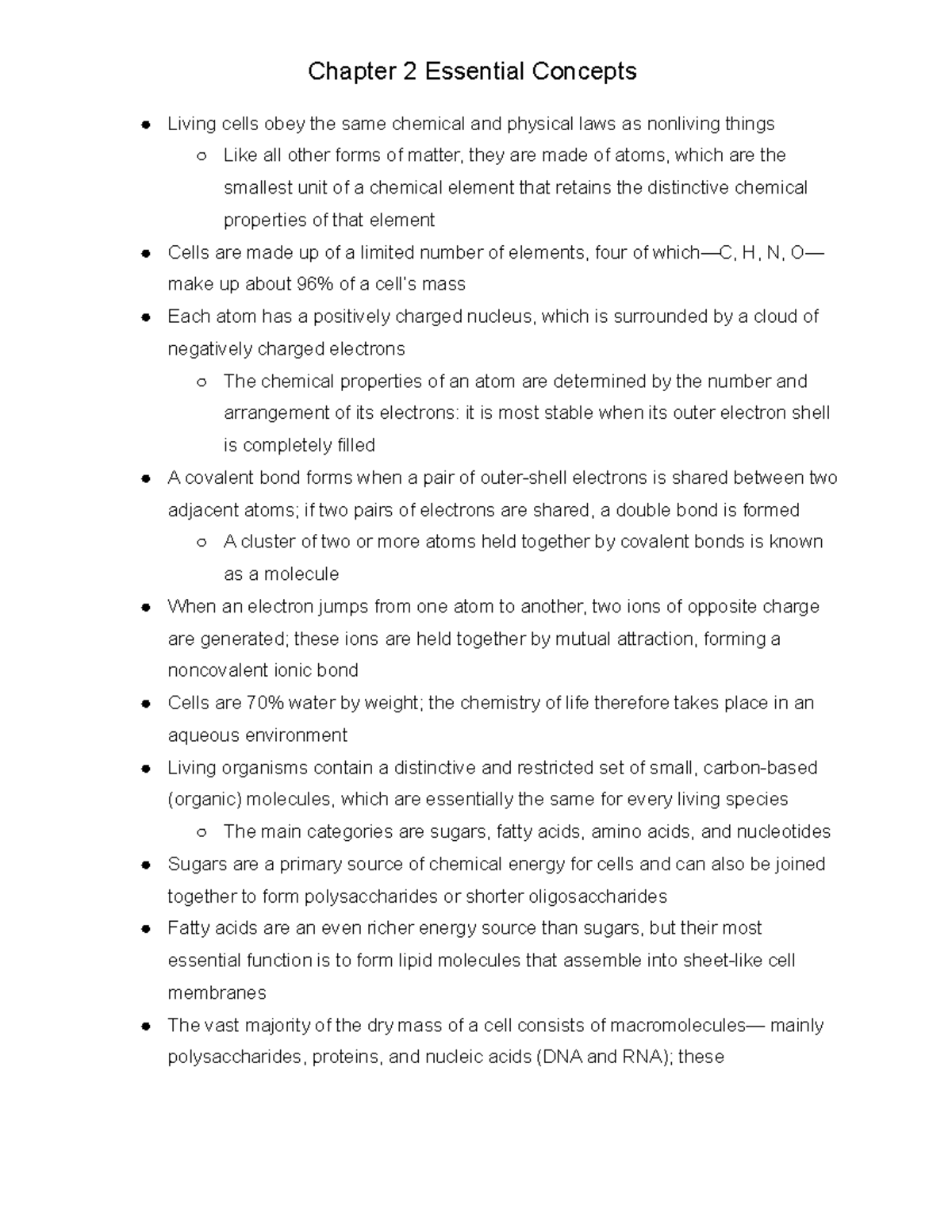 Chapter 2 Essential Concepts - Chapter 2 Essential Concepts Living ...