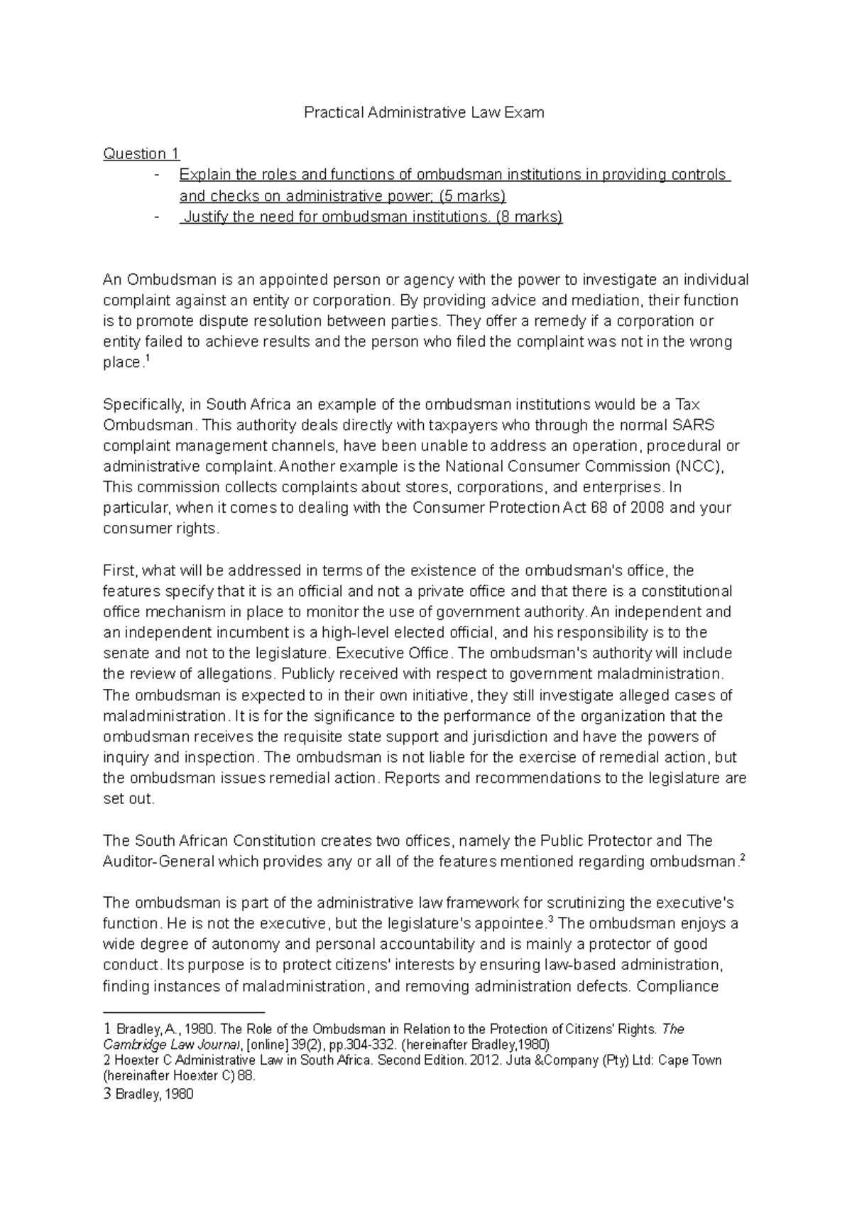 Administration exams - Practical Administrative Law Exam Question 1 ...