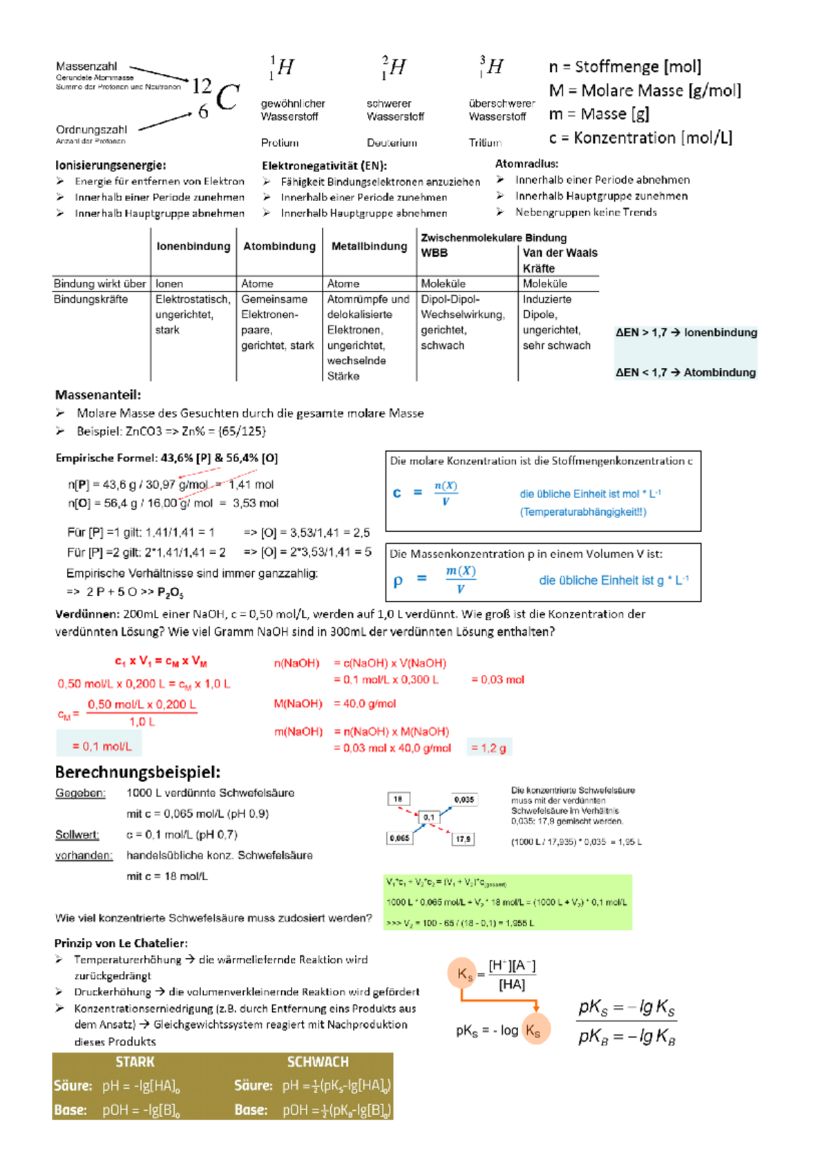 Formel Chemie zusammenfassung übung 1 muster - TU Darmstadt - Studocu